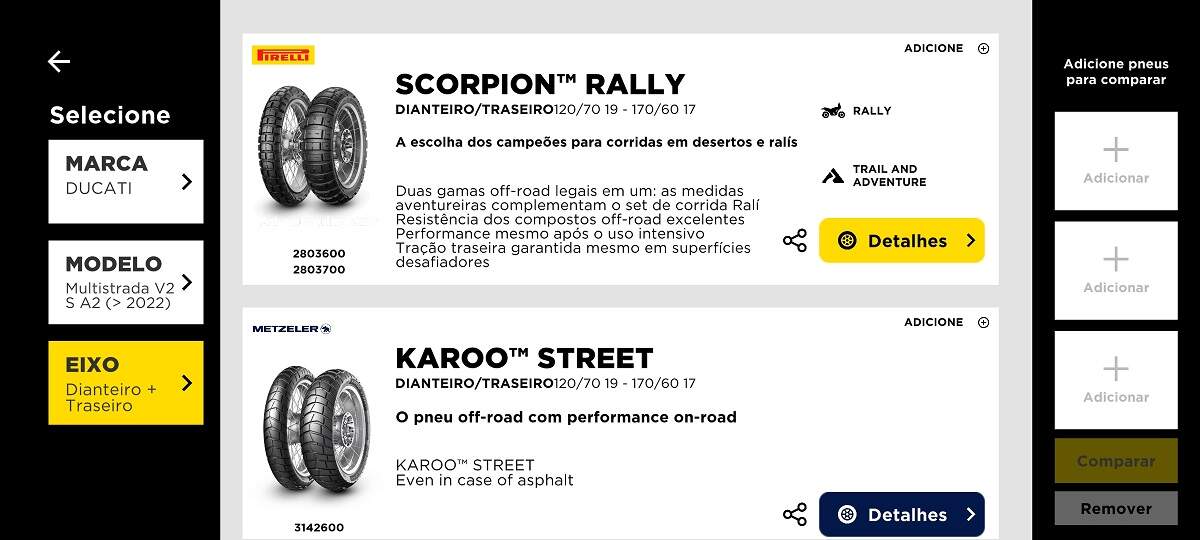 Um App exclusivo da Pirelli para você escolher pneus de sua moto